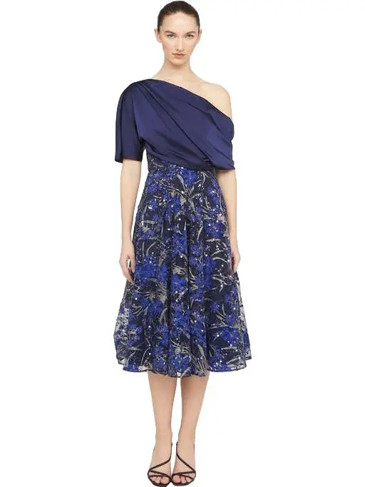 Theia Emory One-shoulder Gown - Navy