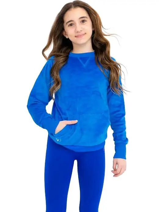 LIMEAPPLE Minky Fleece Crewneck Sweatshirt - Blue
