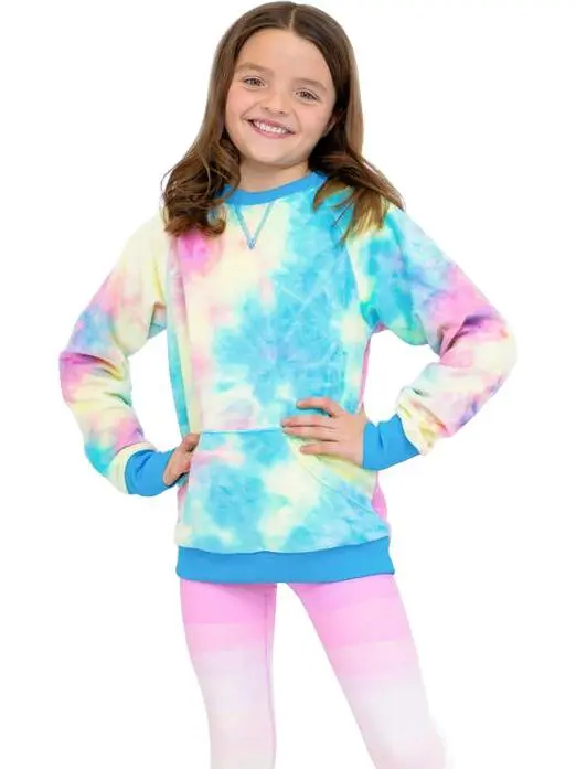 LIMEAPPLE Minky Crewneck Sweatshirt - Cotton Candy Tie Dye