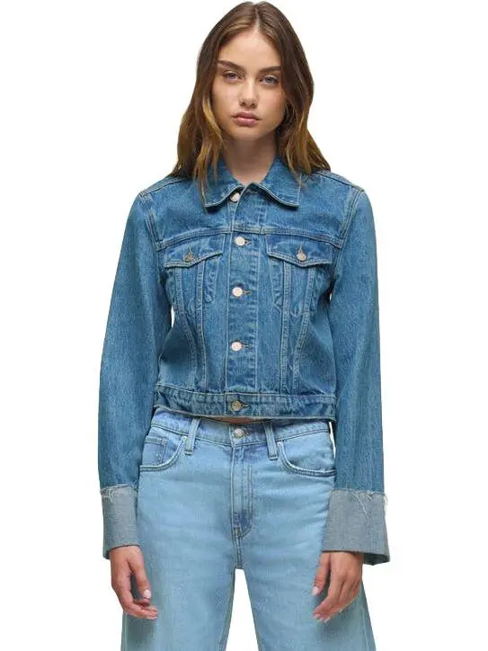 Hudson Jeans Cuffed Cropped Denim Jacket - Universal