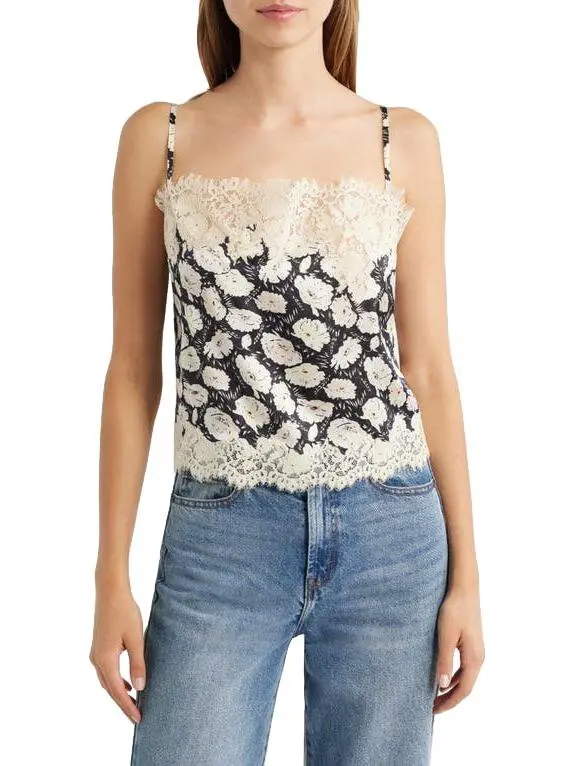 DÔEN Loure Lace Camisole - Noir Fleurs D'anemone