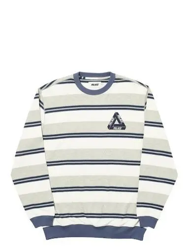 PALACE Ribbed For Pleasure Crew - Marl/white/grey