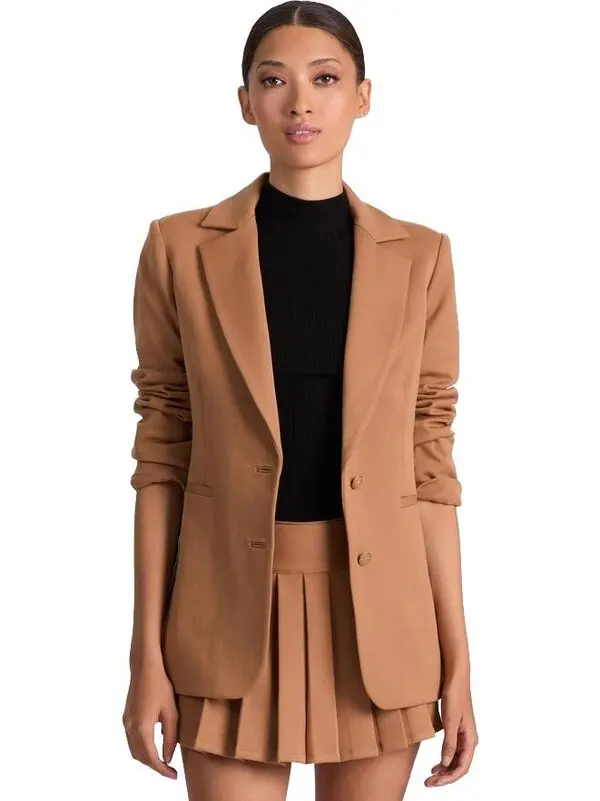 Alice + Olivia Breann Side Stripe Fitted Blazer - Brown