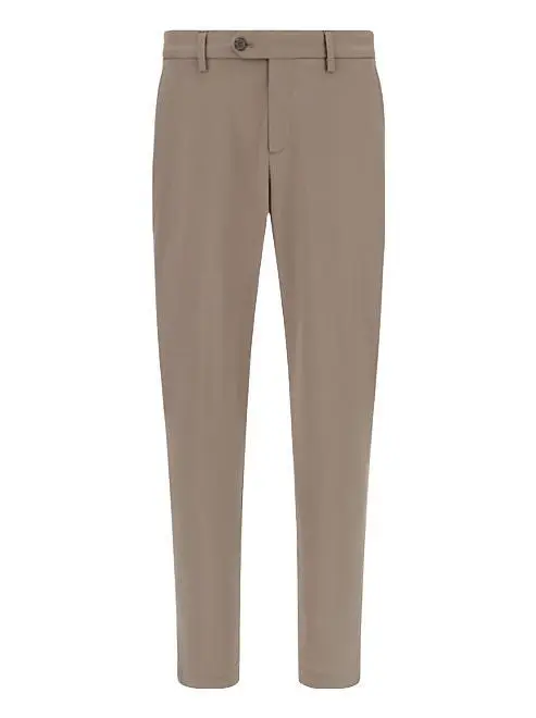 Boggi Milano Tapered-leg Stretch Cotton-blend Trousers - Taupe
