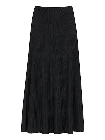 Whistles Knitted Pleated Midi Skirt - Black