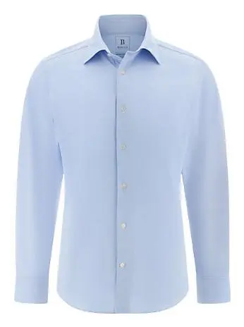 Boggi Milano Closed-collar Regular-fit Cotton-blend Jersey Shirt - Light Blue