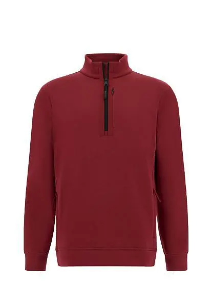 Boggi Milano B Tech Half-zip Stretch Cotton-blend Sweatshirt - Burgundy