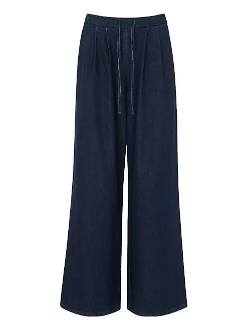 Whistles Wide-leg Drawstring Denim Jeans - Navy