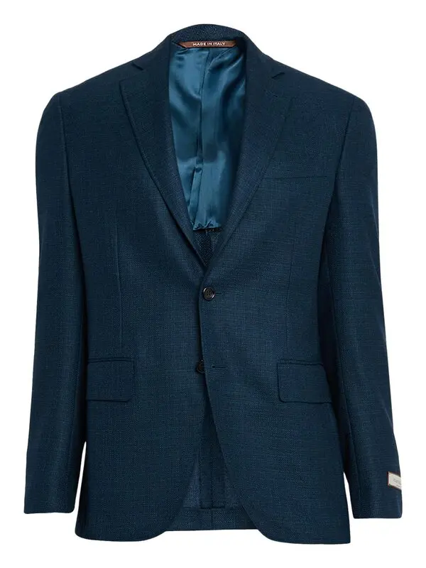 Canali Wool Textured Notch Lapel Sport Coat - Blue