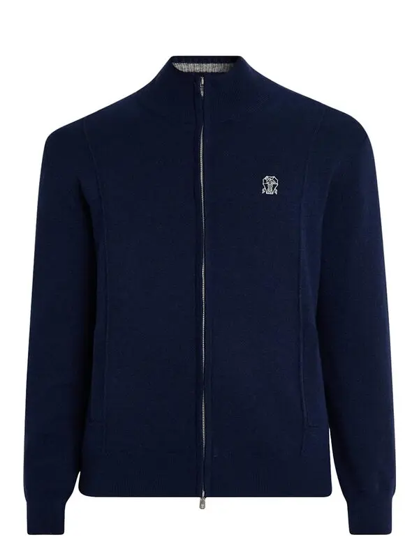 Brunello Cucinelli Cashmere Blend Full-zip Jacket - Cs095 Blue