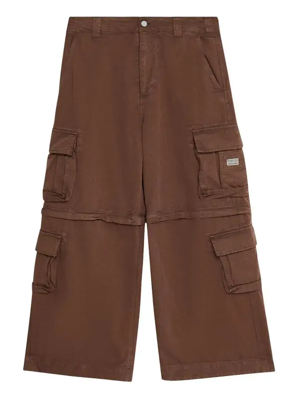 ERL Cotton Zip-off Wide Leg Cargo Pants - Brown