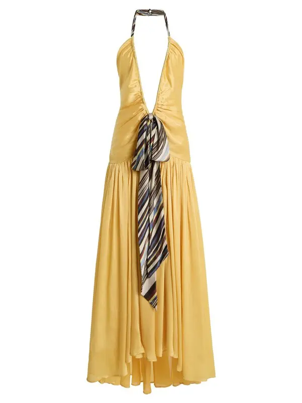 SIEDRES Liessa Plunged Maxi Dress - Yellow
