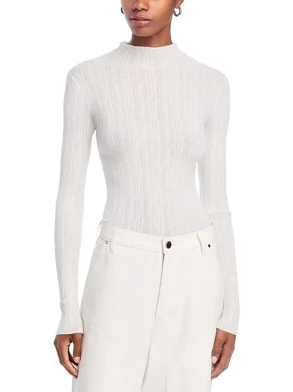 A.L.C. Hugh Mock Neck Long Sleeve Top - Bright White