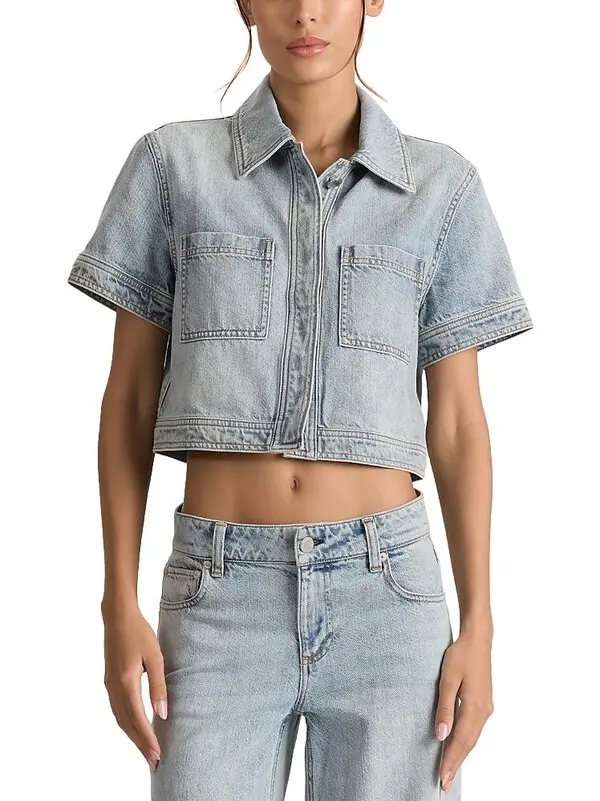 Alice + Olivia Tesha Denim Cropped Top - Rockstar Blue