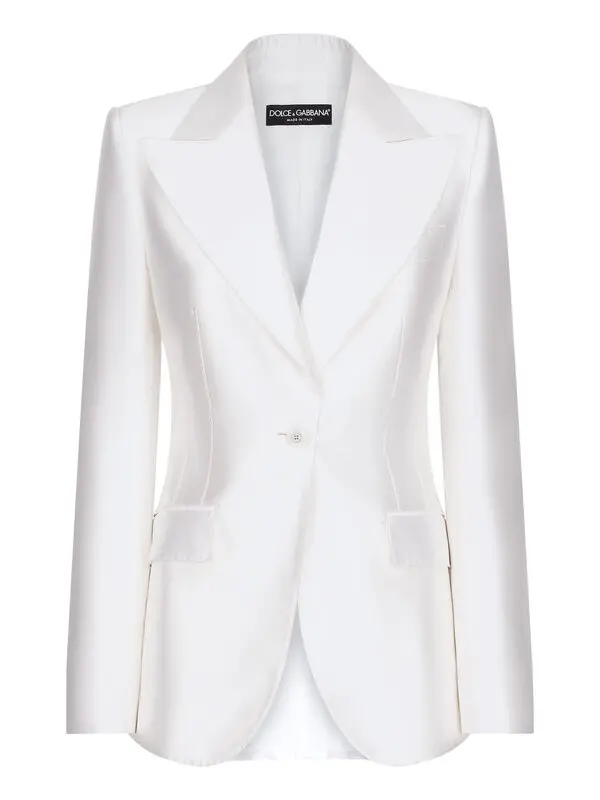 Dolce & Gabbana Single-breasted Mikado Silk Turlington Jacket - White