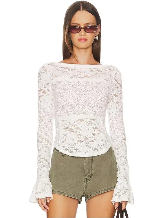 Free People Lace Layering Long Sleeve - Sugar Swizzle