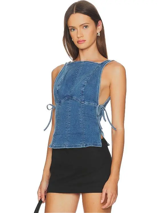 Free People Not My Fault Corset - Denim Baby Blue