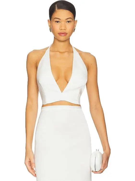 MILKWHITE X Top With V Neckline - White