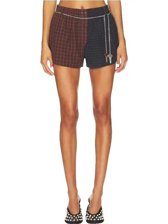 Alexander Wang Mid-rise Boxer Short - Smog Brick Plaid