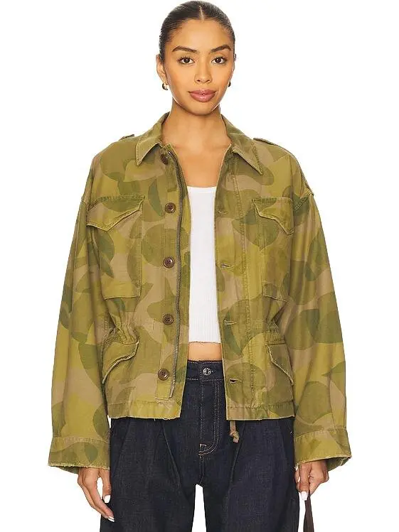 Polo Ralph Lauren Printed Cropped Field Jacket - 1922 Camo Green & Brown Multi