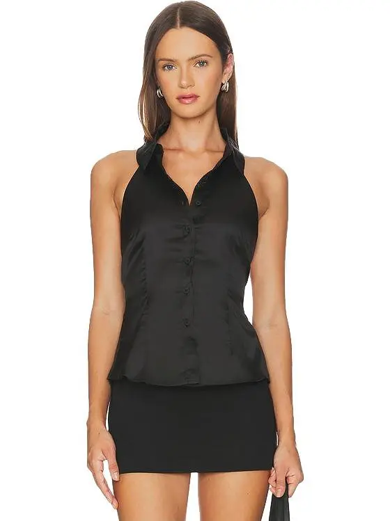 MORE TO COME Lisseth Open Back Top - Black
