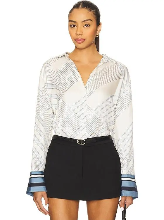 Veronica Beard Delila Blouse - Dove & Blue Lake Multi