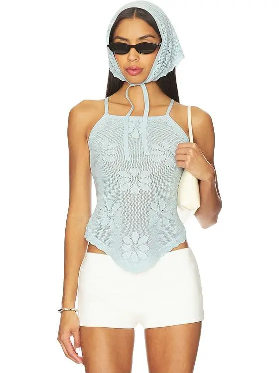 ASTA RESORT Bruna Crochet Top - Sky Blue