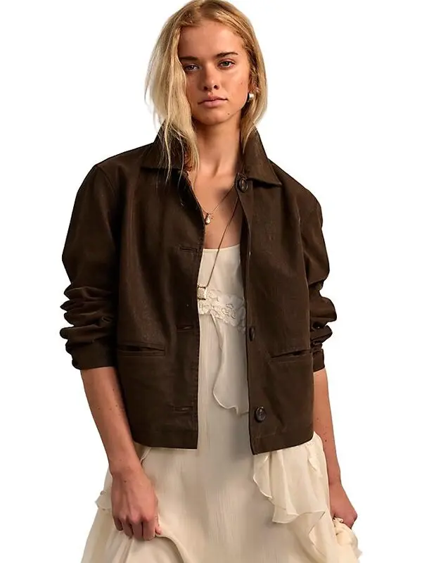 Free People We The Free Hera Vegan Suede Jacket - Chocolate Torte