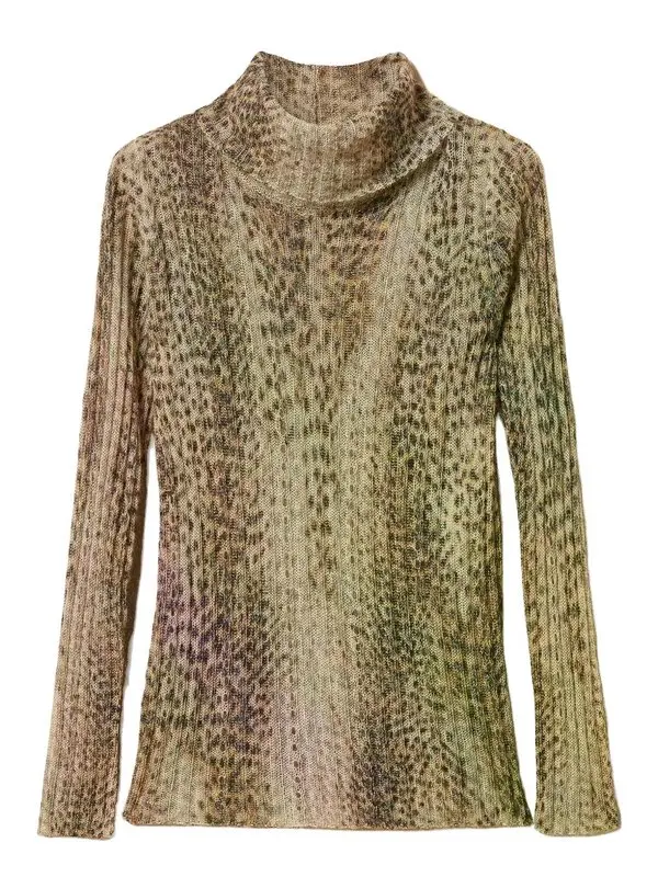 TWINSET Roll-neck Leopard-print Jumper - Brown
