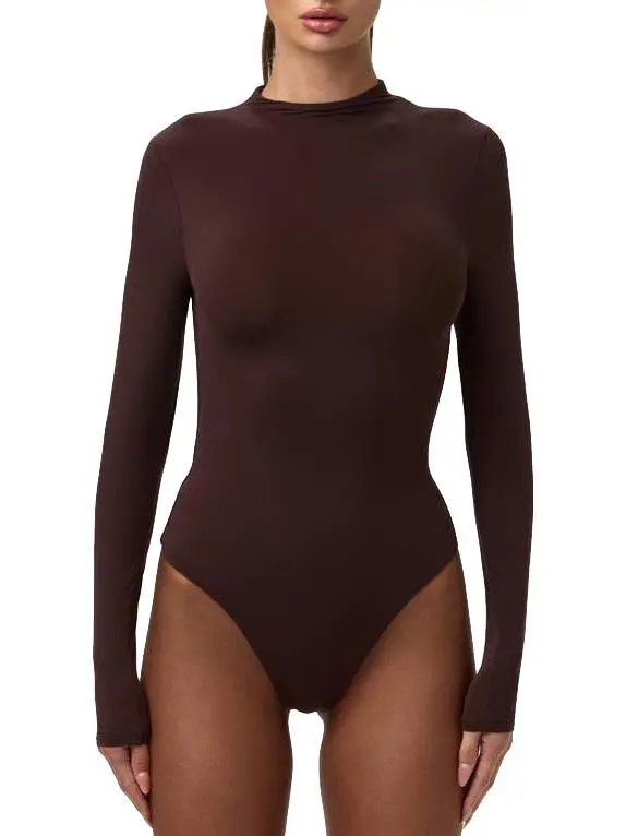 Naked Wardrobe Long-sleeve Bodysuit - Dark Chocolate