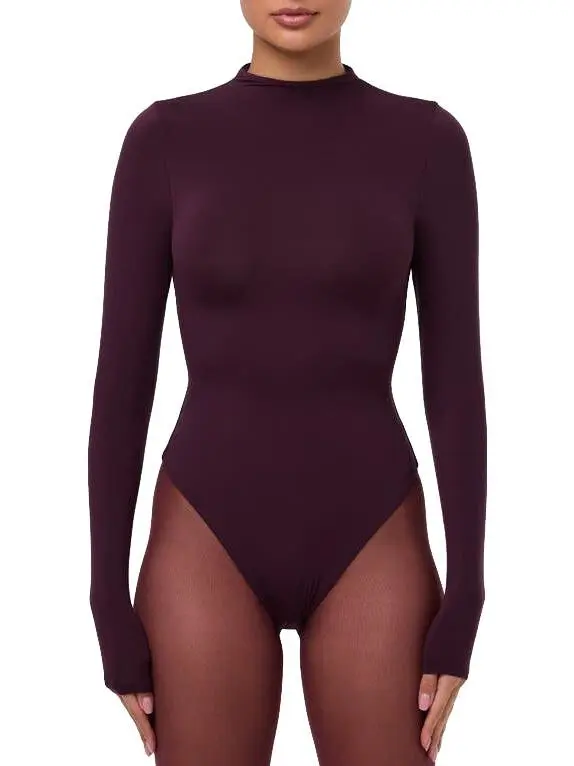 Naked Wardrobe Long-sleeve Bodysuit - Dark Plum