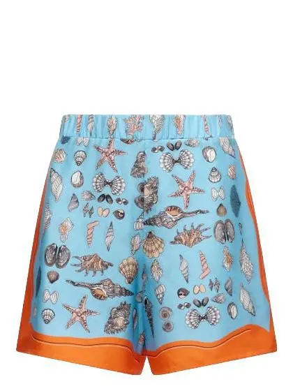CALLAS MILANO Printed Silk Twill Shorts - Orange/blue