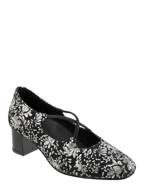 Trotters Demi Pump - Black Floral