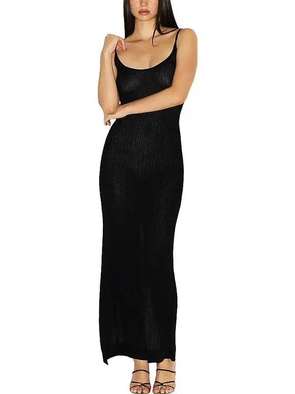 SKIMS Sheer Knit Midi Dress - Onyx
