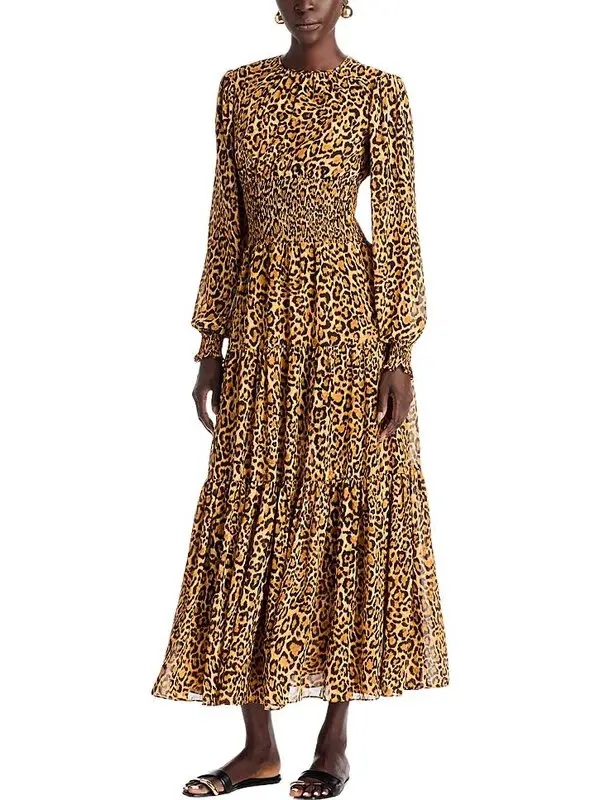 Michael Kors Smock Waist Tiered Maxi Dress - Marigold