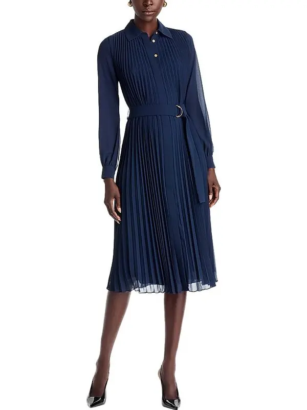 Michael Kors Pleated Shirt Dress - Midnight Blue