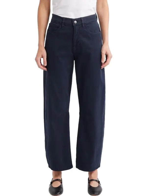 Warp + Weft Bna Soft Curve Barrel Twill Pants - Carbon Blue