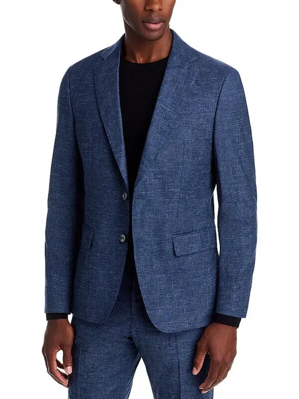 BOSS Melange Solid Slim Fit Suit Jacket - Dark Blue