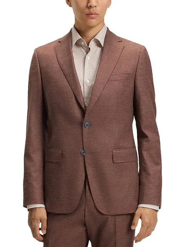 BOSS Melange Solid Slim Fit Suit Jacket - Terracotta