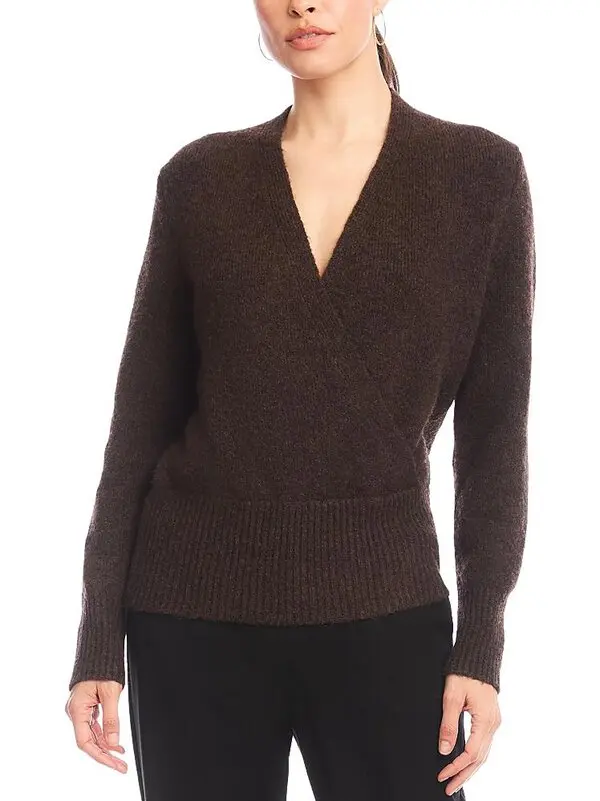 Karen Kane Faux Wrap Sweater - Chocolate