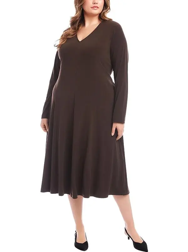 Karen Kane Kate V-neck Midi Dress - Brown