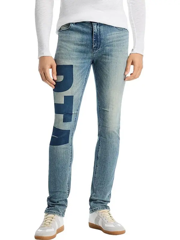 RtA Logo Skinny Jeans - Mid Blue Logo
