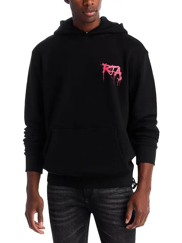 RtA Oversized Hoodie - Black Graffiti Pink