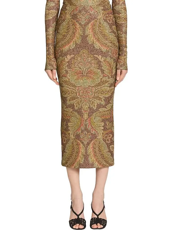 Etro Printed Midi Pencil Skirt - Print On Black
