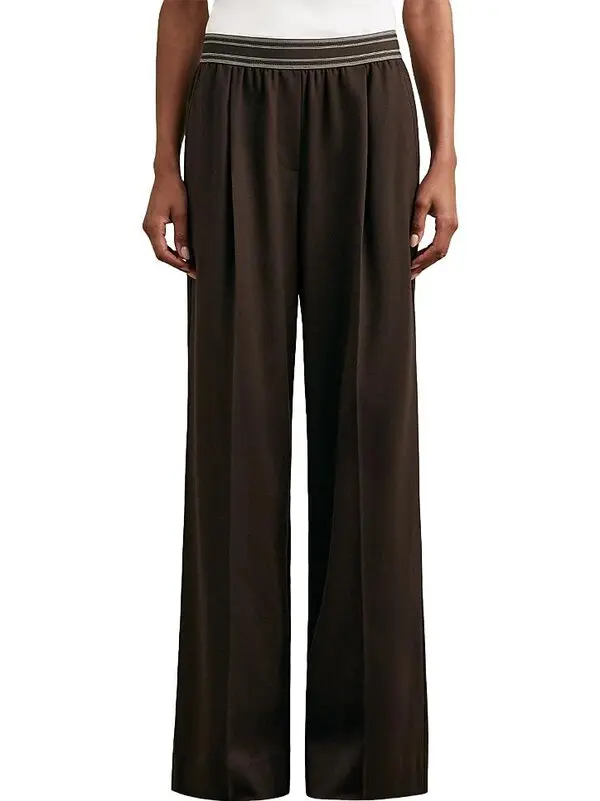 REISS Camelia Wide Leg Trousers - Chocolate