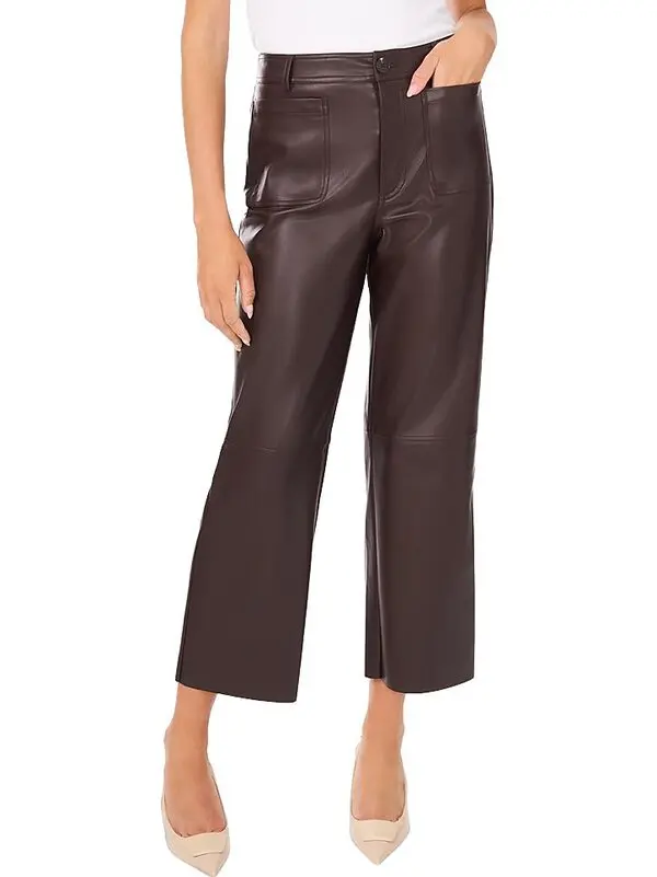 Vince Camuto Wide-leg Faux Leather Trousers - Chocolate