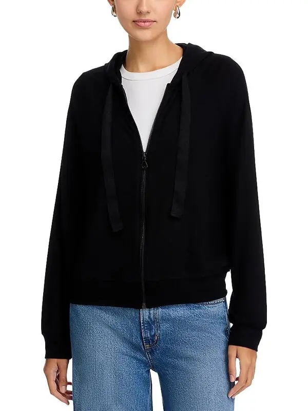 Majestic Filatures Cashmere Zip Front Hoodie - Noir