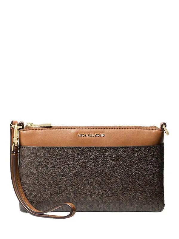 Michael Kors Jet Set Medium Top Zip Convertible Wristlet - Brown/acorn