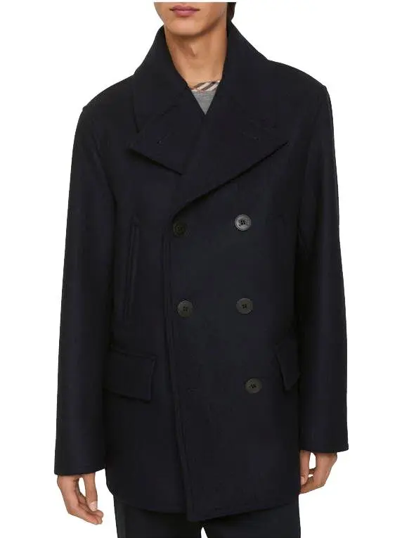 Burberry Wool Pea Coat - Navy