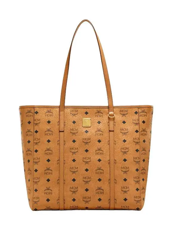 Mcm Medium Toni Top-zip Shopper In Visetos - Brown